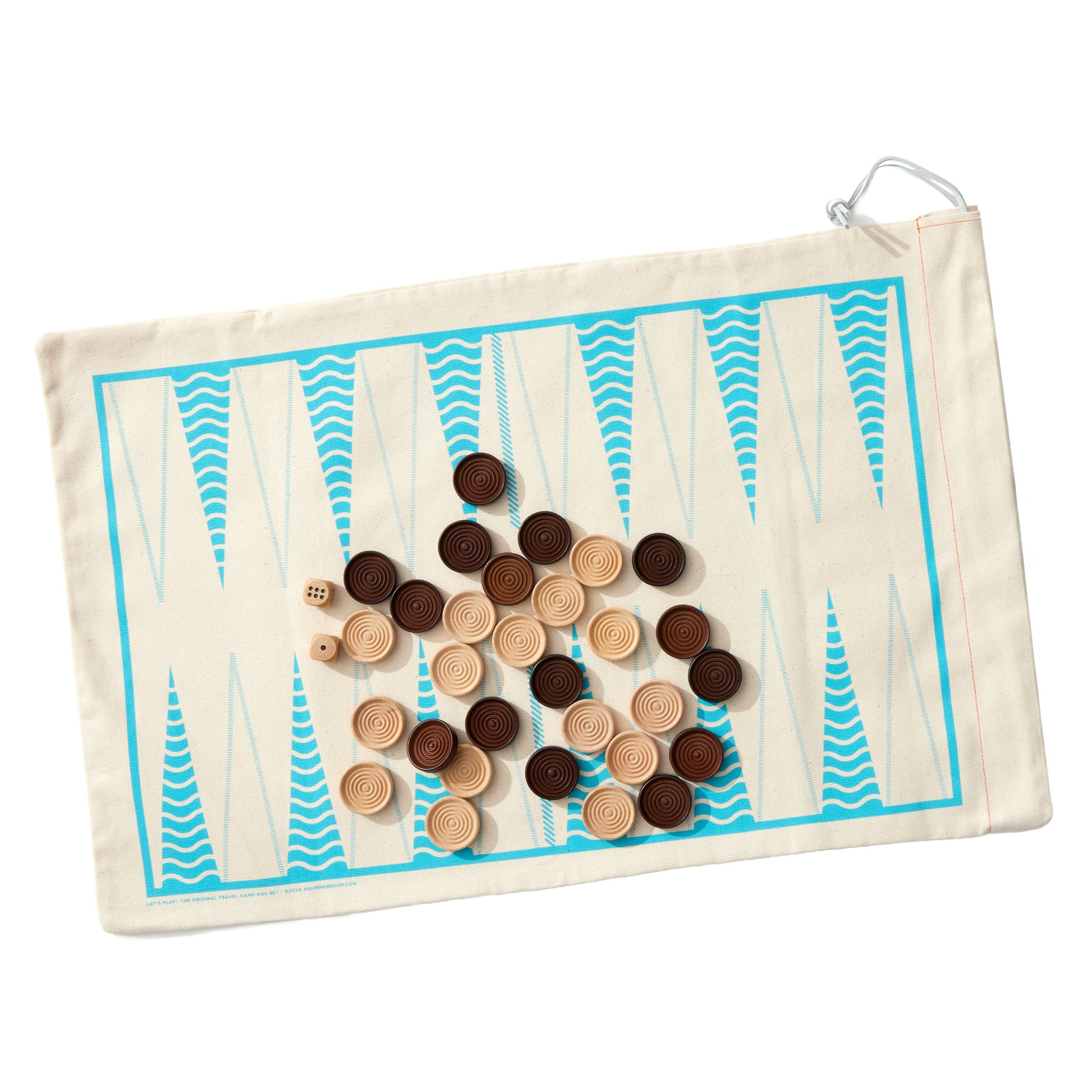 Aqua & White Backgammon Bag Set
